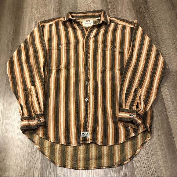 Levi's | Shirts | Vtg Y2k Levis Silver Tab Button Down Shirt Orange ...
